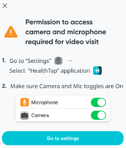 How do I grant access to Camera and Microphone on the HealthTap App ...